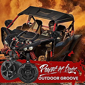 Pyle Waterproof Off-Road Speakers with Amplifier - 4-Inch Marine Grade Speakers for Outdoor Audio - 1500W 4-Channel System - ATV, UTV, Quad, Jeep, Boat Compatible