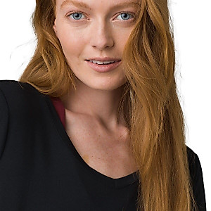 prAna Women's Foundation Short Sleeve V-Neck T-Shirt, Black, Small