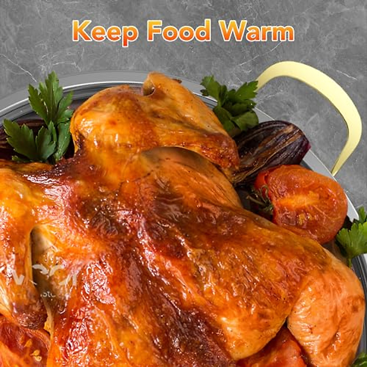 Amhier 5 Qt Chafing Dish Buffet Set with Visible Glass Lid and Holder, Stainless Steel Round Chafers and Buffet Warmers Sets with Food and Water Trays for Catering, Parties and Weddings, Gold, 2 Pack