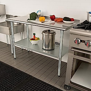 HARDURA Stainless Steel Table Prep & Work Table 24 x 48 Inches NSF Heavy Duty Commercial with Undershelf and Backsplash for Restaurant Kitchen Home and Hotel