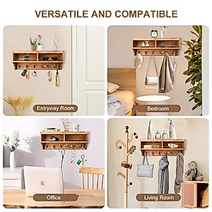 Key Holder Wall Mount - Mail Organizer Wall Mount with 6 Key Hooks and Storage Box for Sunglasses Storage and Dog Leash Holder Home Decor Rack Apartment Essentials Farmhouse Shelf Entryway Organizer