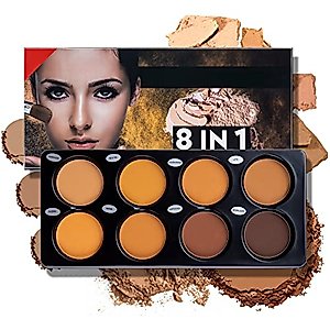 Beteligir 8 Color Powder Contour Palette, Matte Contouring Makeup Kit, Cosmetics Contour and Highlighting Powder Foundation Palette, Contour & Bronzer, Light to Medium, Vegan & Cruelty-Free (01)