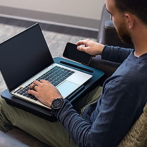 LapGear Sidekick Lap Desk with Device Ledge and Phone Holder - Black - Fits up to 15.6 Inch Laptops - Style No. 44218