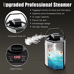 COSTWAY Portable Steam Sauna, Remote Control, 3L Steamer, Foldable Sauna Spa with 9 Temperature and 90 Mins Timer, Atomization, Personal Sauna Hat Tent for Detox Relaxation (Grey)