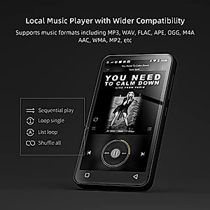 MP3 Player with Bluetooth and WiFi,MP3 Player with Spotify,Spotify Kids,Audible,Pandora,Amazon Music,4" Music Player MP4 Up to 1TB(80GB,Black)