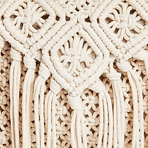 Small Cotton Crochet Purse with Tassel, Hippie Crossbody Bags for Women (White)