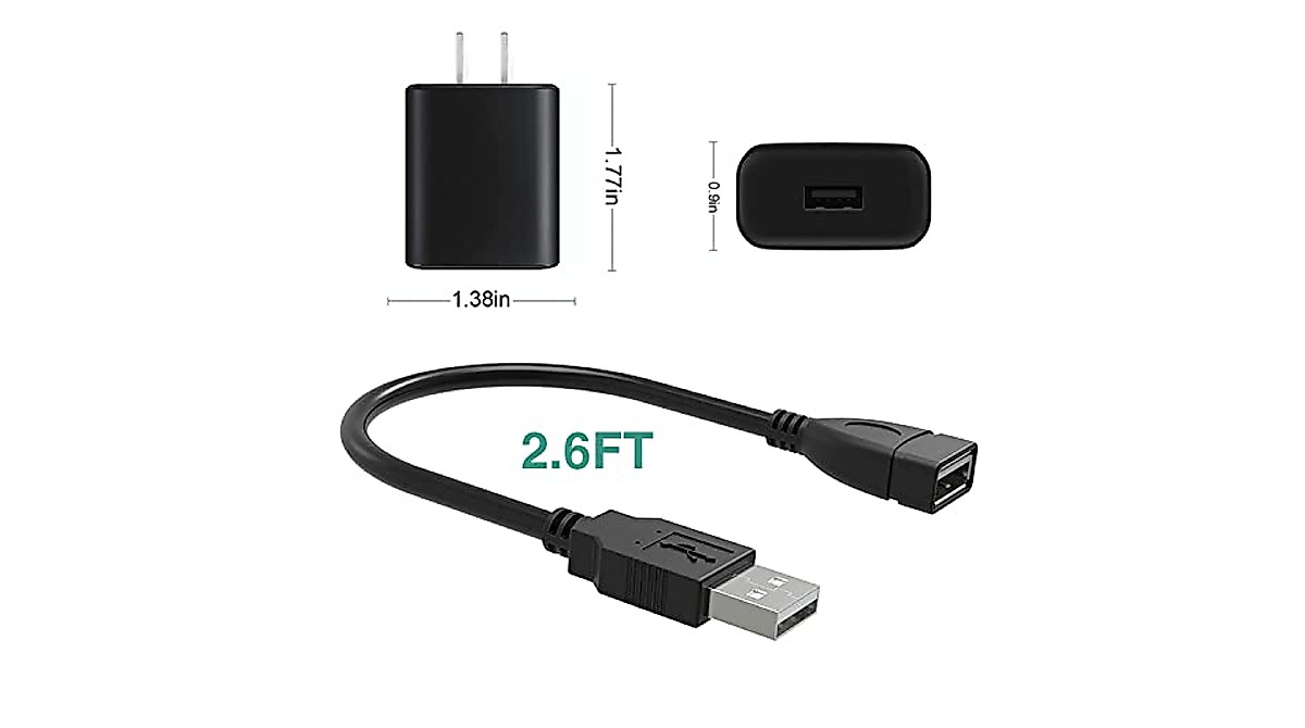 JLab Earbuds Charger + 3.3FT USB Extension Cable | Safe 5V/2A