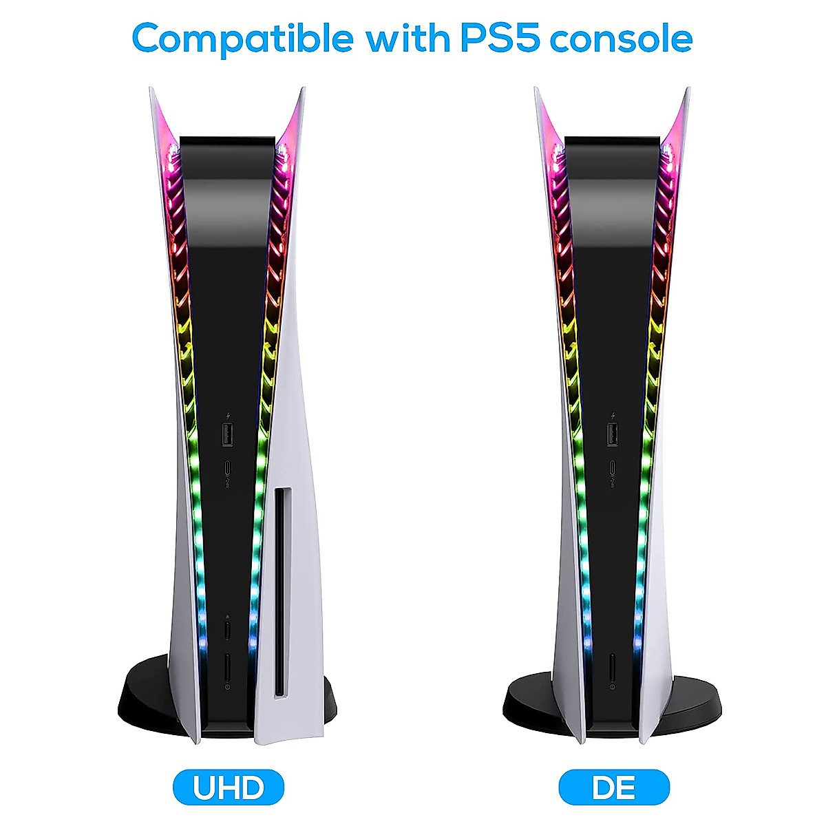 LED Light for PS5/PS5 Slim, RGB Light Strip DIY Decoration for PS5/PS5 Slim Console with 5050 LED Lights Flexible Lights Strips for PS5/PS5 Slim Console