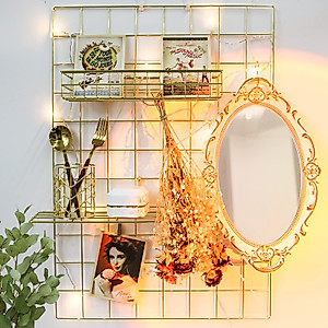 BULYZER Grid Wire Board,for Memo Picture Panel Wall Decoration for Room Office Mat Photo Hanging Art Display Frames Desk Storage Organizer,17.3" x 11.8"(2Pack) (Gold)