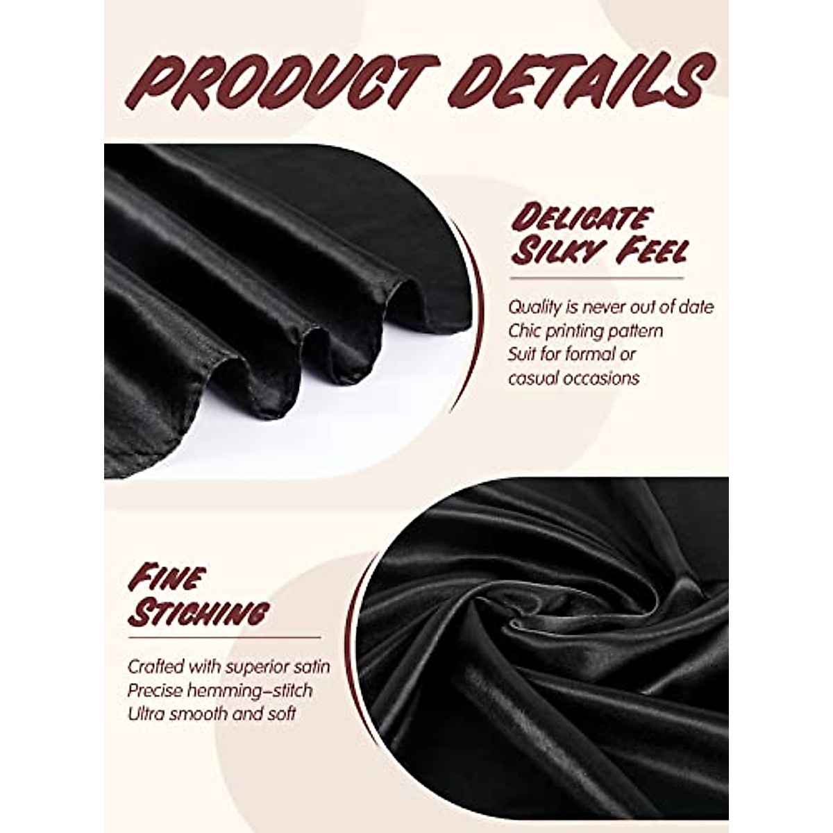 Codream Fashion Satin Square Head Scarf: 35 inch Lightweight Silk Like Neck Scarfs Vintage Hair Sleeping Wrap - Luxury Hair Bandana Designer Neckerchief for Ladies Women