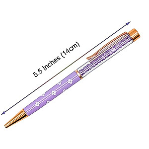 Lopenle 12PCS Fancy Business Pens Novelty Floral Pens Crystal Diamond Stylus Pen Ink Ballpoint Pens School Office Desk Decor Accessories