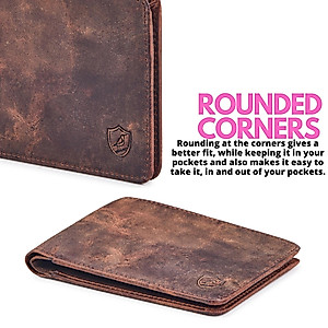 Wallet for Men Bifold Real Leather RFID Blocking Front Pocket Ultra Slim & Thin Stylish Minimalist with ID Window in Gift Box (Crazy Horse, Cognac)