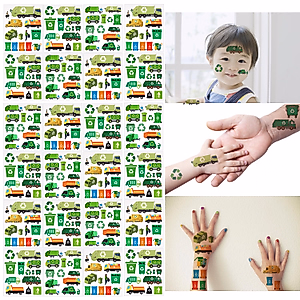 ATSMOICY 290 Pieces Garbage Truck Temporary Tattoo - Rubbish Truck Themed Party Supplies Waste Management Recycling Birthday Baby Shower Party Favors Fake Tattoos for Kids