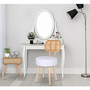 Rattan Dining Chair, Kitchen Dining Room Chairs, Mid Century Modern Boucle Chair, Stylish Upholstered Wood Accent Chair, Cute Sherpa Chair, Living Room Bar Stool Chair, Boho Makeup Vanity Chair, 1 Pc