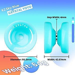 MAGICYOYO Yoyo K2 Responsive Yoyo for Kids, Professional Yoyo for Beginner, Dual Purpose Yoyo Replacement Unresponsive Bearing for Adults/Advanced with 6 Yoyo Strings+Bag+Bearing Remover (Sky Blue)