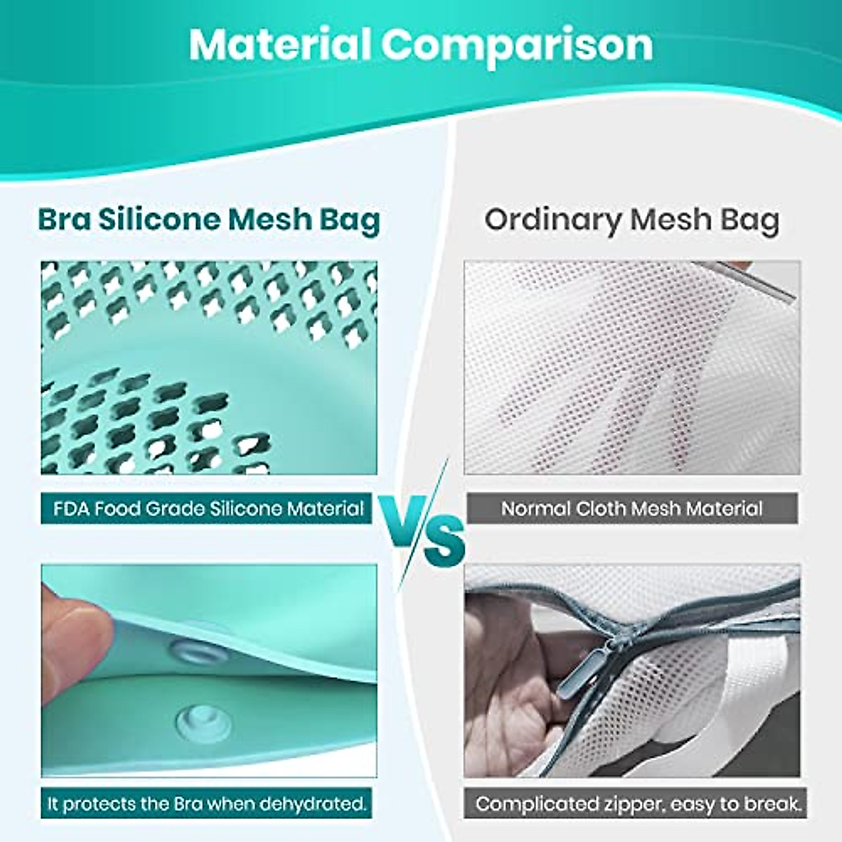 Extra Large Laundry Bag for Delicate Bra Washing Bag, 360° Cleaning Bras Silicone Laundry Science Bag, Lingerie Wash Bag for Underwear Brassiere Protection Bra Washing (Green)