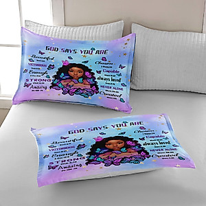 CKOU CCOO Black Girl Magic Comforter Set Twin for Kids Teens,Black Girl Bedding Set,African American Girl Inspirational Quotes Comforter Set,Black Princess Bed Bedroom Set with 2 Pillowcases
