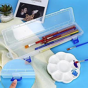 Fireboomoon 3 Pack Translucent Plastic Paint Brush Holder, Long Paint Brushes Watercolor Pens Pencils Drawing Tools Storage Box Container Case(13" x 2.8" x 1.4")