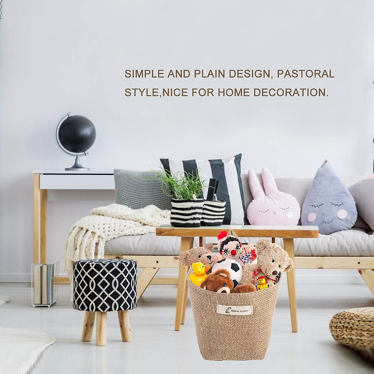 2Pack Cotton Linen Storage Basket Wall Door Hanging Storage Bag Clothes Bag Home Gadget Storage Organizer Foldable Basket Bin (Blue Dot)