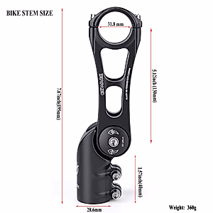 Bike Stem - 130 Degree Adjustable Bicycle Stem- 75mm 90mm 130mm Handlebar Stem Riser for 31.8(1-1/4") Handlebars, Suitable for Most of Mountain Bike, Road Bike, BMX