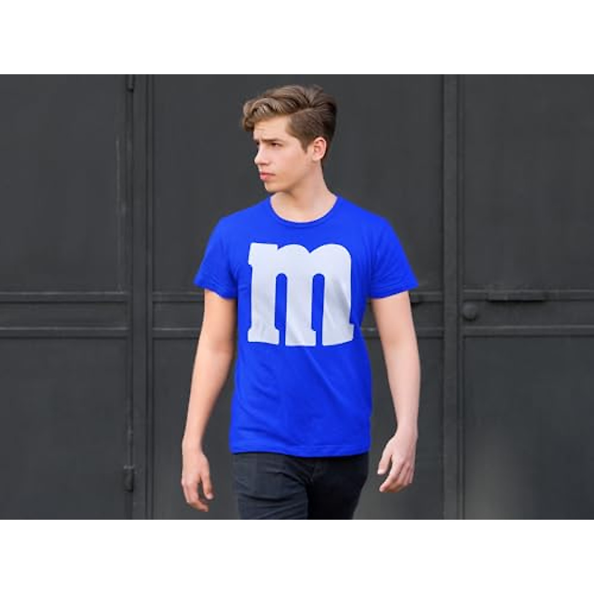Letter M Halloween Men's T-Shirt Funny Team Groups Costumes Party (M, Royal)