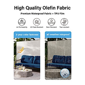 YEFU Outdoor Loveseat Cushion Set, 48 x 24, Waterproof Replacement Patio Chair Cushions, Fade Resistant Deep