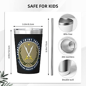 Joint Task Force Operation Inherent Resolve Insulated Stainless Steel Tumbler 12 Oz Thermos Come With Straw Leak-Proof Travel Mug Cup