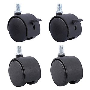 Wheel Plate Casters 50mm Swivel Caster Wheels 2 Inch 360 Degree Rotate Furniture Caster Wheel Replacement Caster,Desk Castors,Double Wheel,Chair Accessories,with Threaded Stem,4Pcs