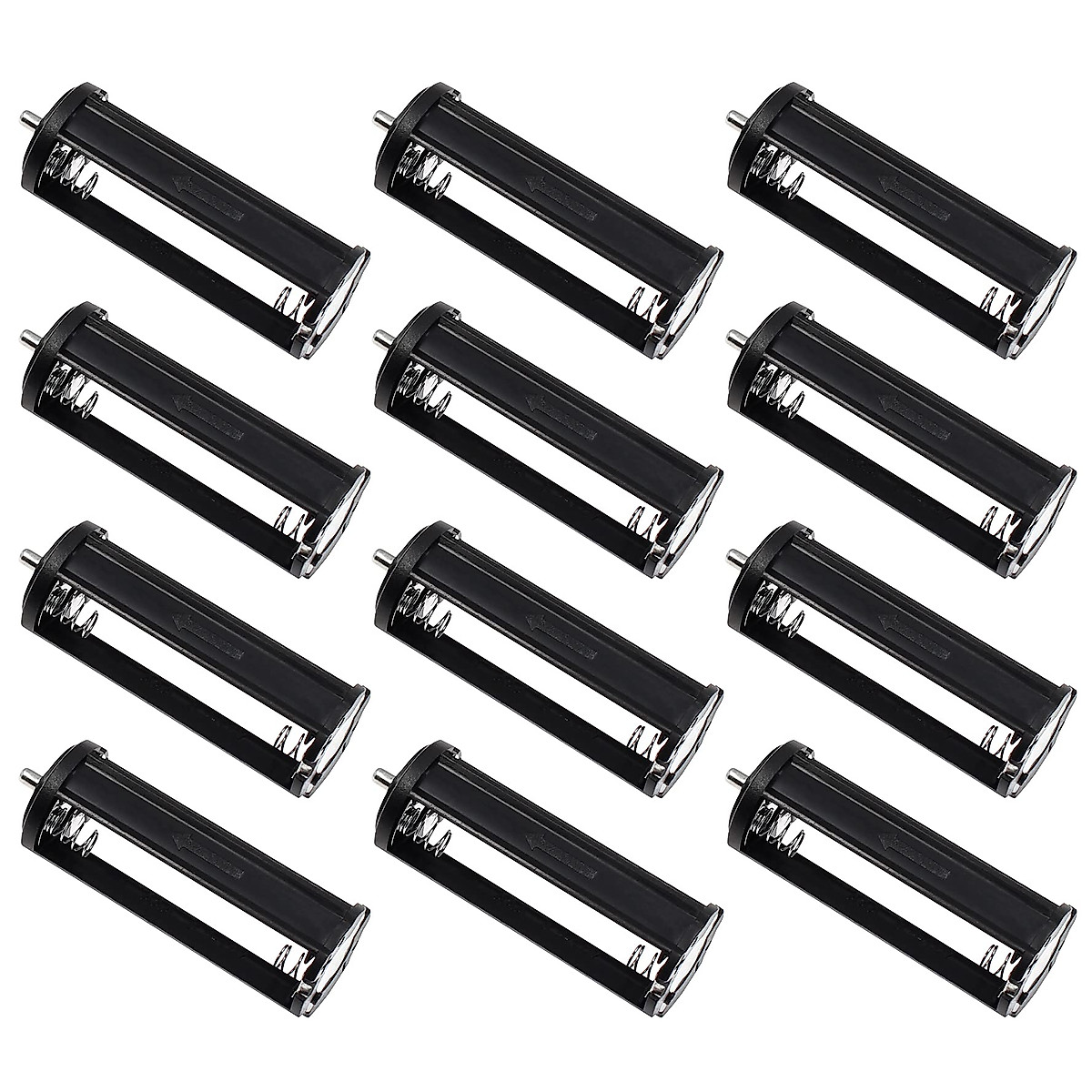 Mecion 12Pcs Cylindrical Battery Holder Battery Storage Case for 3 x 1.5V AAA Batteries Flashlight Torch, Black