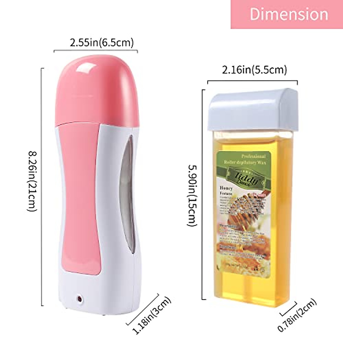 Roll on Wax Kit for Women Men, Wax Roller Kit for Hair Removal, Sensitive Skin, Roll on Wax Heater Kit with 2 Honey Wax Cartridge/100Pcs Wax Paper/Pre and After-Wax Oil