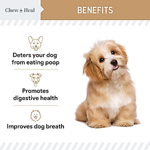 Stop The Poo Chew Coprophagia Treatment for Dogs - 120 Soft Chews - Peanut Butter Flavor Dog Deterrent for Dogs Eating Poop - Treats Bad Breath and Boosts Gut Health - Made in USA