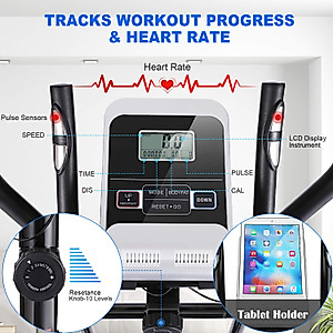 Elliptical Exercise Machine with APP, Heavy-Duty Elliptical Cross Trainer for Home Use, 10-Level Resistance, Max User Weight 390 lbs, Ideal for Indoor Workout & Fitness