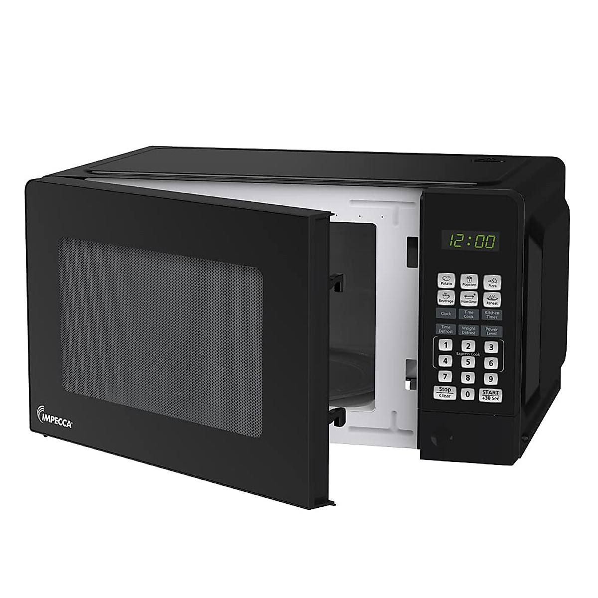 Impecca Countertop Microwave Oven w/ 10 Power Levels, Child Lock, LED Lighting, 700Watt & 0.7 Cu. Ft., Convenient Cooking Controls and Touch Pad Panel, Black Color