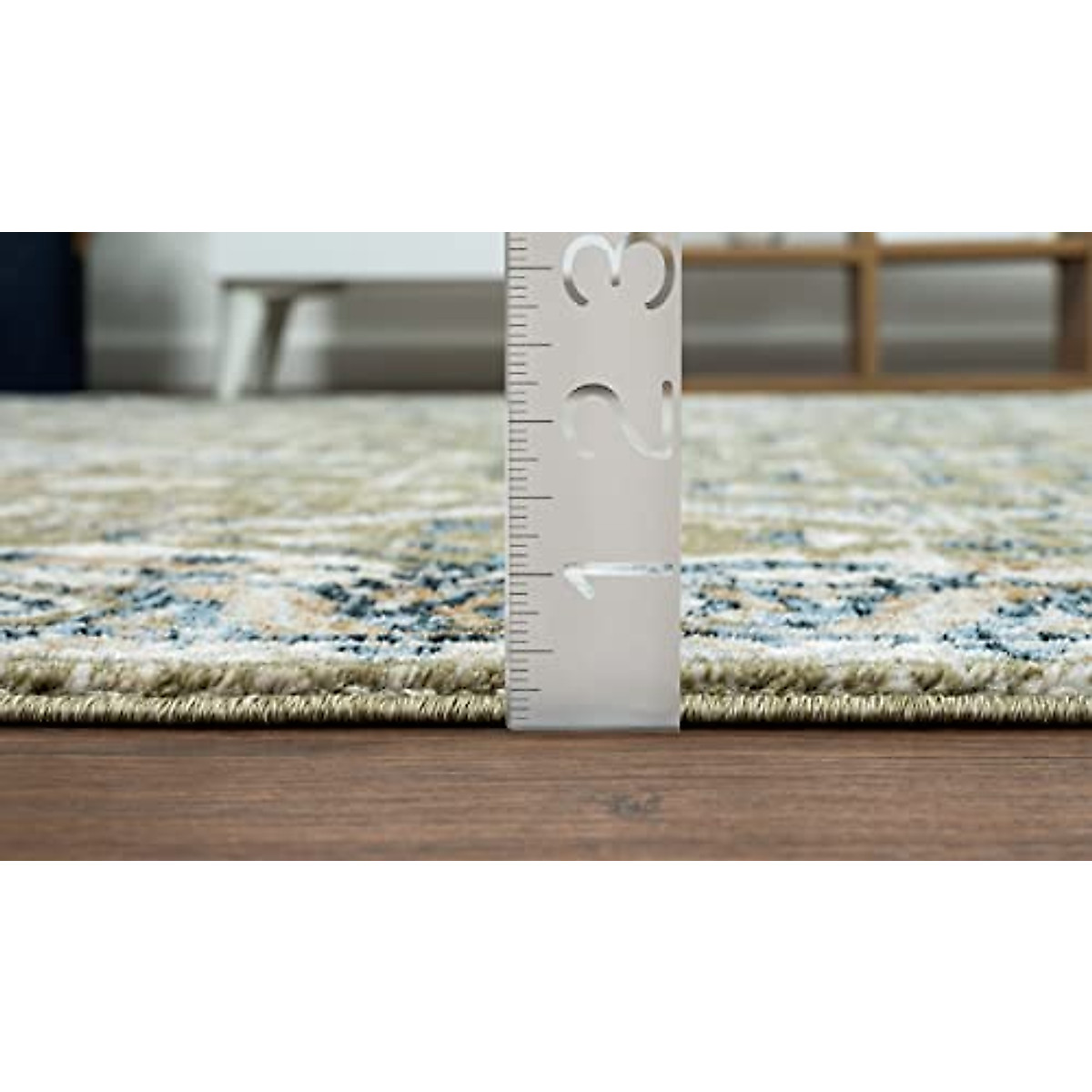 Abani Savoy Collection Area Rug - Intricate Blue/Green Vintage Design -5'3" x 7'6"' - Easy to Clean - Durable for Kids & Pets - Non-Shedding - Medium Pile - Soft Feel -Living Room, Bedroom & Office