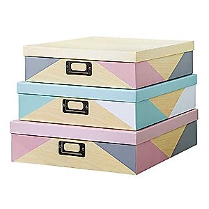 SLPR Decorative Cardboard Storage Boxes With Lids - Set of 3: Paperboard Photo Storage Box, Letter Box for Organizing, Archival Storage, Memory Box For Keepsakes
