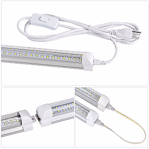 GAYUSAN 10Pack 8Ft LED Shop Light Fixture,90W 10000 Lumens 5000K Daylight White, Clear Cover,V Shape T8 Integrated 8 Foot Led Tube Light for Cooler,Garage,Warehouse