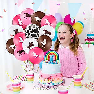 50 Pcs Cowgirl Balloons 12 Inch Western Cowgirl Cowboy Theme Party Decorations Bachelorette Birthday Cow Print Latex Balloons Pink Brown Balloons for Cowgirl Bachelorette Party Supplies