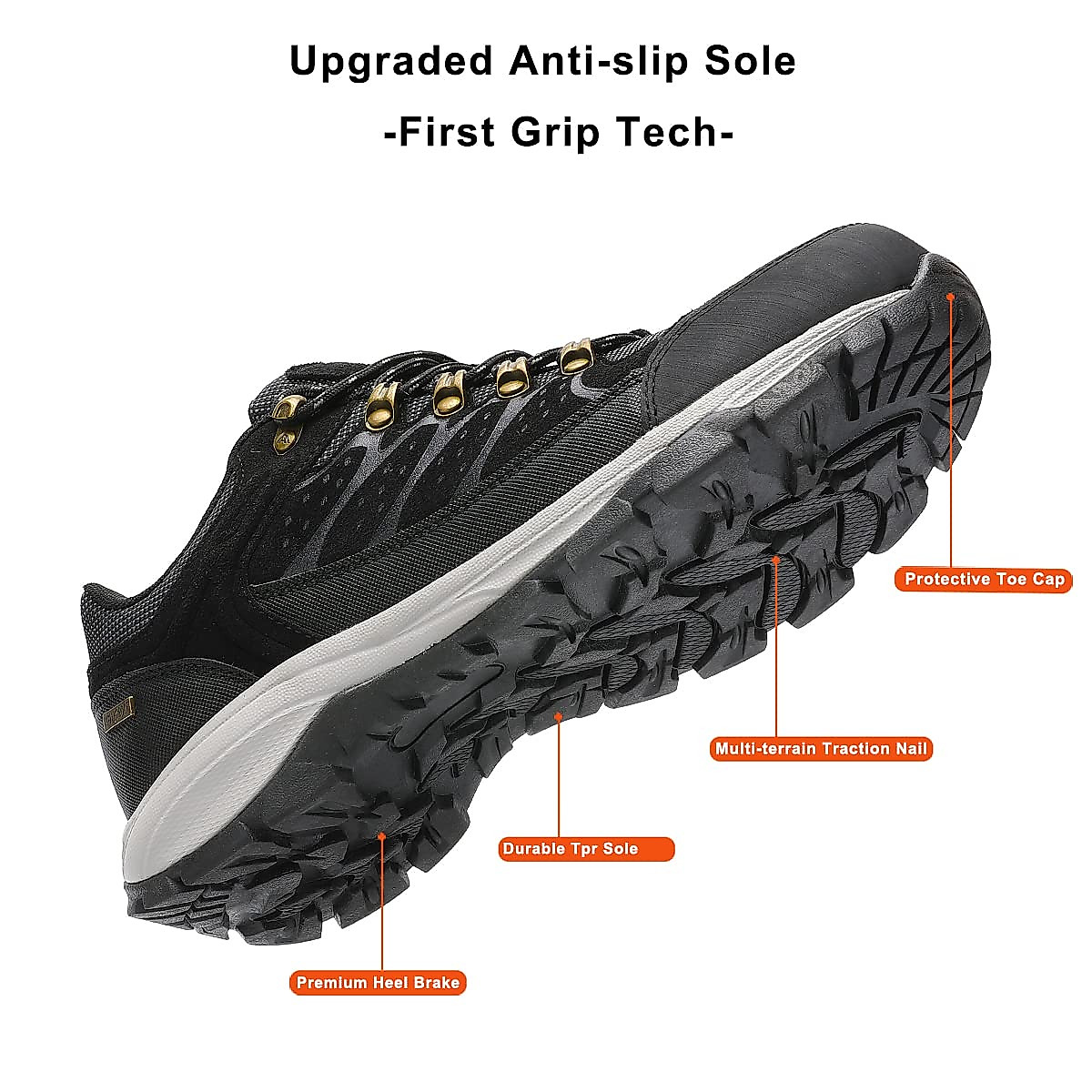 CKKM Men's Waterproof Hiking Shoes Lightweight Non-Slip Low-Cut Trekking Hiking Sneakers Outdoor Backpacking Camping Climbing Shoes