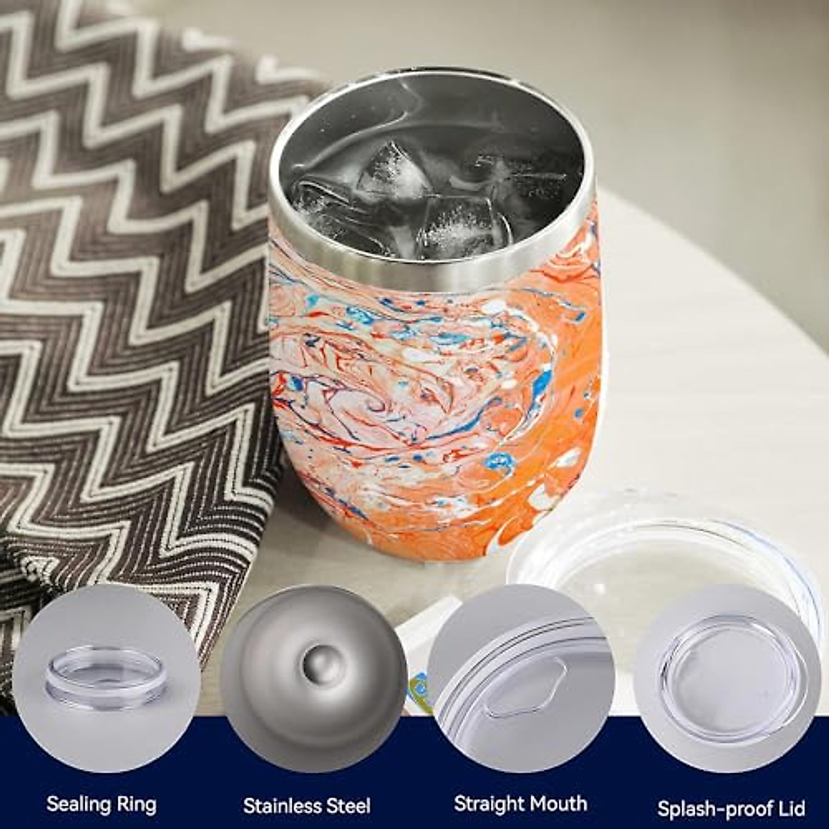 silichee 20 Oz Stainless Steel Insulated Tumblers with Lid Orient Background Multicolored Repeating Raster Classic Abstract Insulated Tumblers Vacuum Coffee Mugs for Hot and Cold Drinks,Coffee,Wine