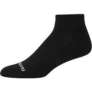 Reebok Men's Athletic Quarter Socks with Cushion Comfort (12 Pack), Size 6-12.5, All Black