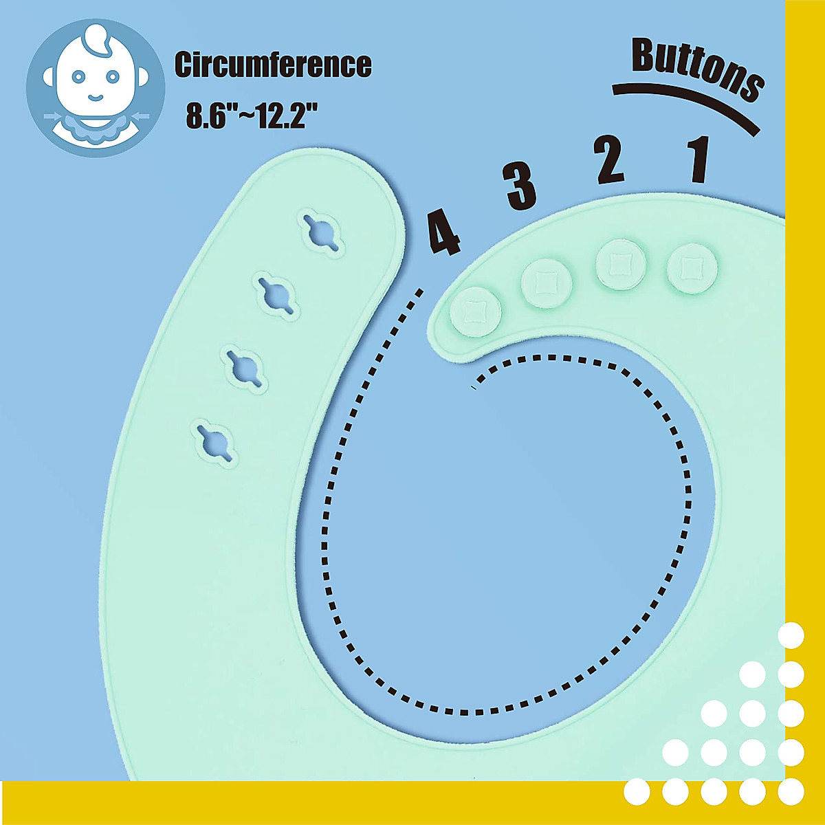 myHomeBody Waterproof Baby Bibs, Baby Bib Catcher, Baby Bib with Food Catcher, Baby Bibs Reusable, Cute Baby Bibs Silicone, Green Dinosaur, 1pc