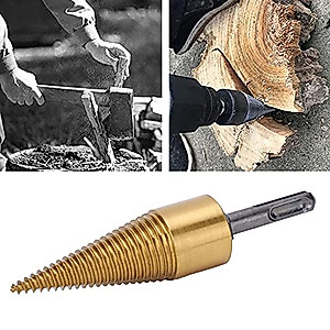 Drill Screw Cone Wood，Firewood Split Drill Bit Round Shank High Speed Steel Wood Cone Punch Accessories 32mm
