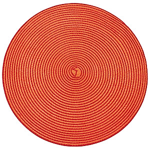 Smaafit Round Braided Placemats, Set of 4 Table Place Mats for Round Dining Tables, 15 inches Round Placemat, Place Mat Round Table Mats (Mix Orange Red)