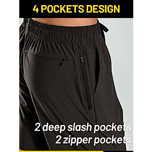 MIER Men's Workout Running Shorts 7 Inch Lightweight Athletic with Zipper Pockets No Liner Quick-Dry Gym Active Shorts Black, M
