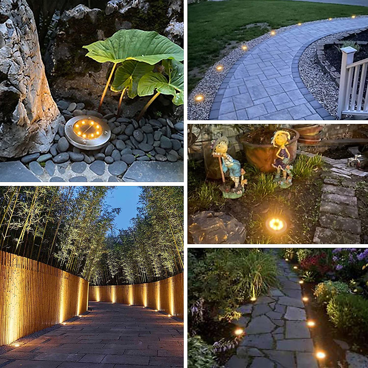 ABCCANOPY Solar Ground Lights 8 Pack, Waterproof Outdoor Solar Garden Lights, Landscape Lights for Pathway,Yard,Deck,Lawn,Patio,Walkway (Warm Light)