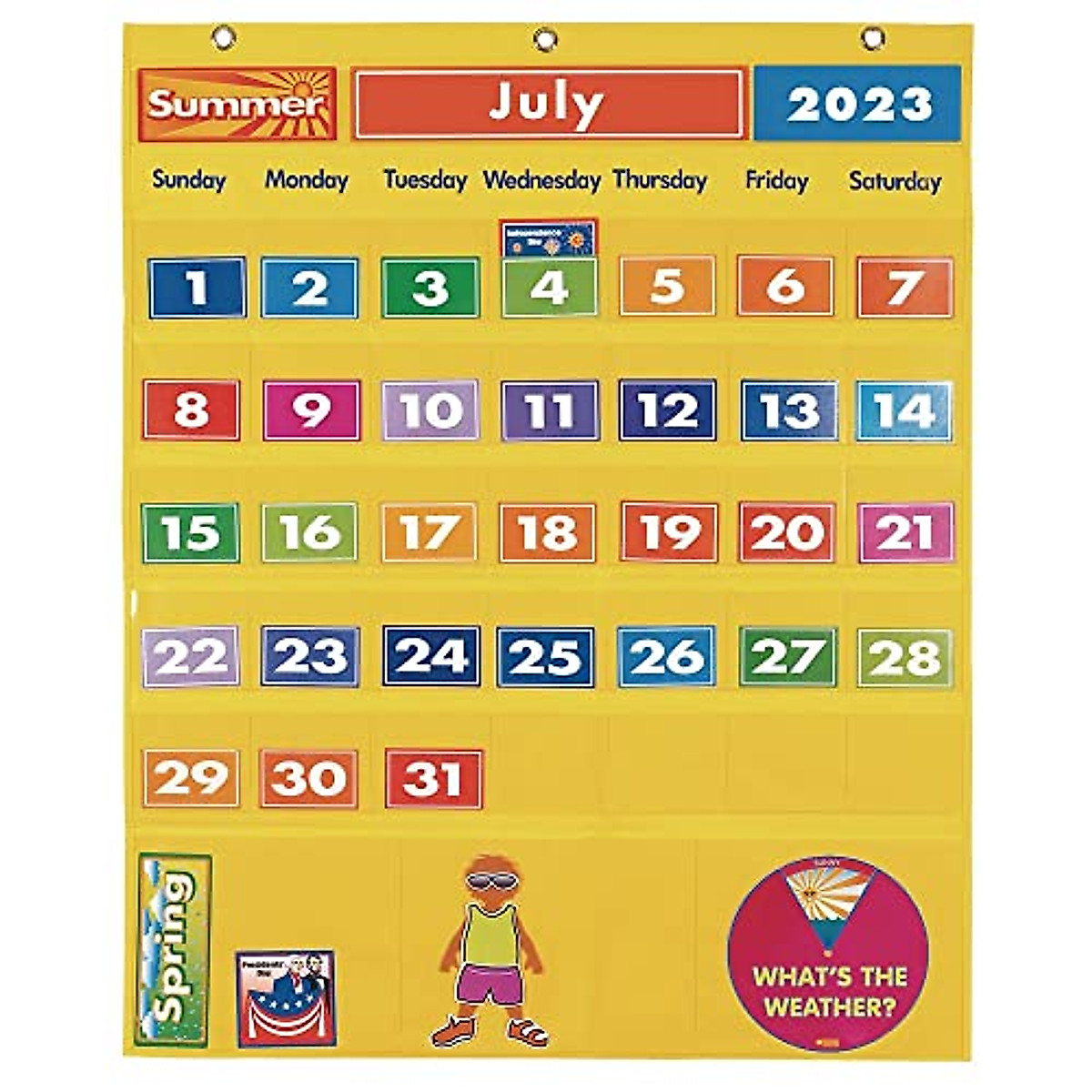 Excellerations Classroom Preschool Calendar Pocket Chart, 34 x 42.5 inches, Kids Calendar, School Calendar, Circle Time Learning, Kids Toys, Educational Toy (Item # CALSET)