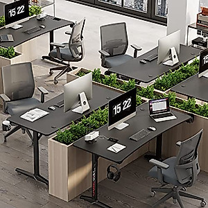 It's_Organized Gaming Desk, 60 Inch Computer Desk Carbon Fiber Surface Gamer Desk with Free Mouse pad, T-Shaped Professional Gaming Table with USB Gaming Rack, Cup Holder & Headphone Hooks, (Black)