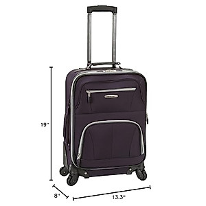 Rockland Pasadena Softside Spinner Wheel Luggage, Purple, Carry-On 20-Inch