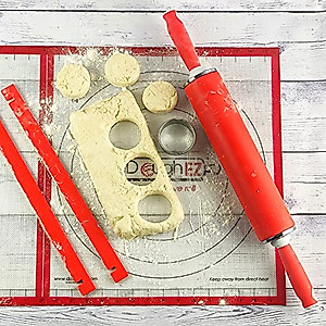 DoughEZ 21.5-Inch Non-Stick Silicone Rolling Pin with Contoured Handles, Dishwasher Safe, BPA Free, Red