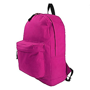 K-Cliffs Classic Bookbag Basic Backpack Simple School Book Bag Casual Student Daily Daypack 18 Inch with Curved Shoulder Straps Hot Pink